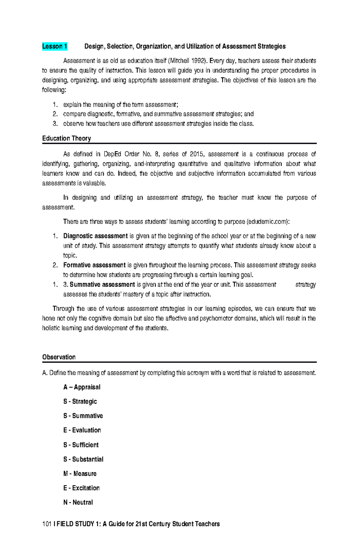 FS Chapter 5 Lesson 1to5 - Lesson 1 - Studocu