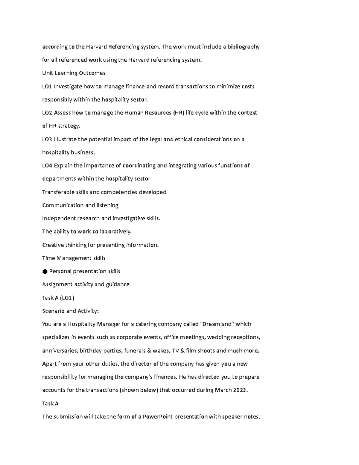 According to the Harvard Referencing system hospitality - according to ...