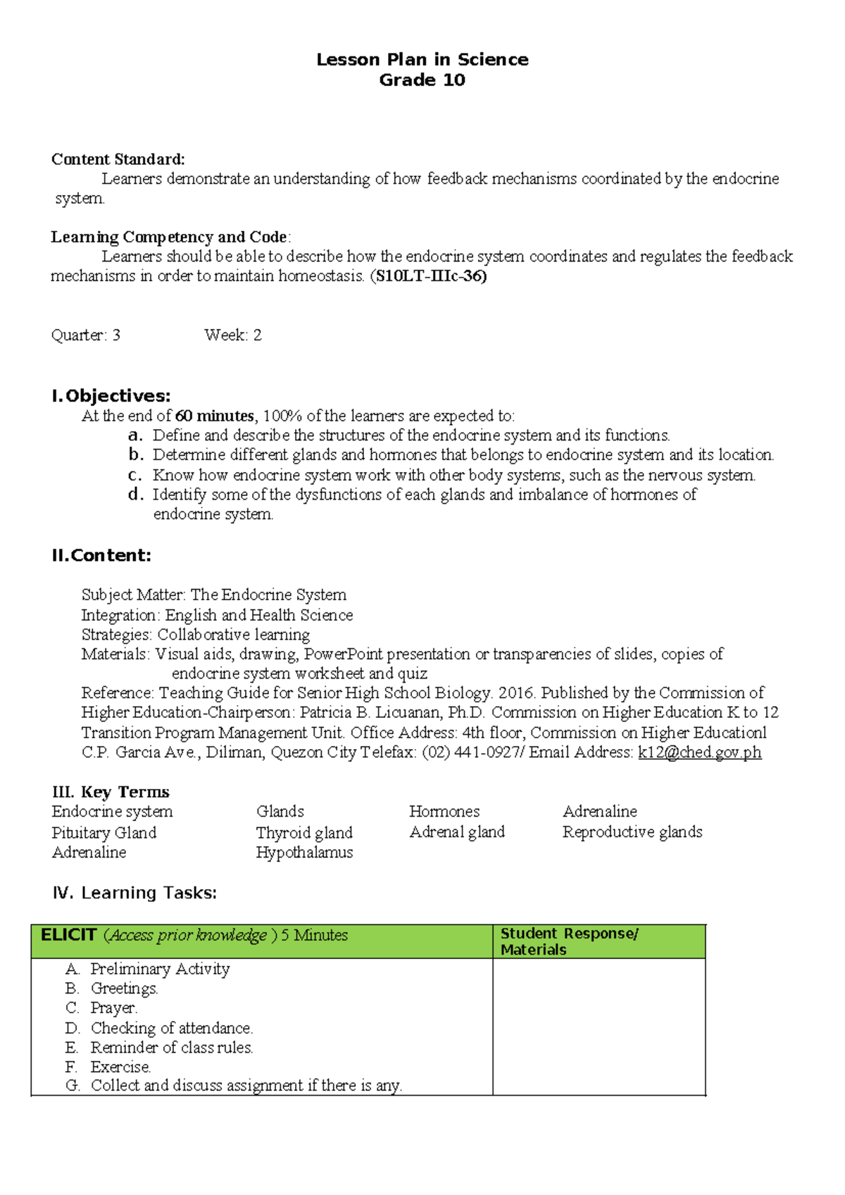 Lessonplan Grade 10 - This lesson plan is significant to study - Lesson ...