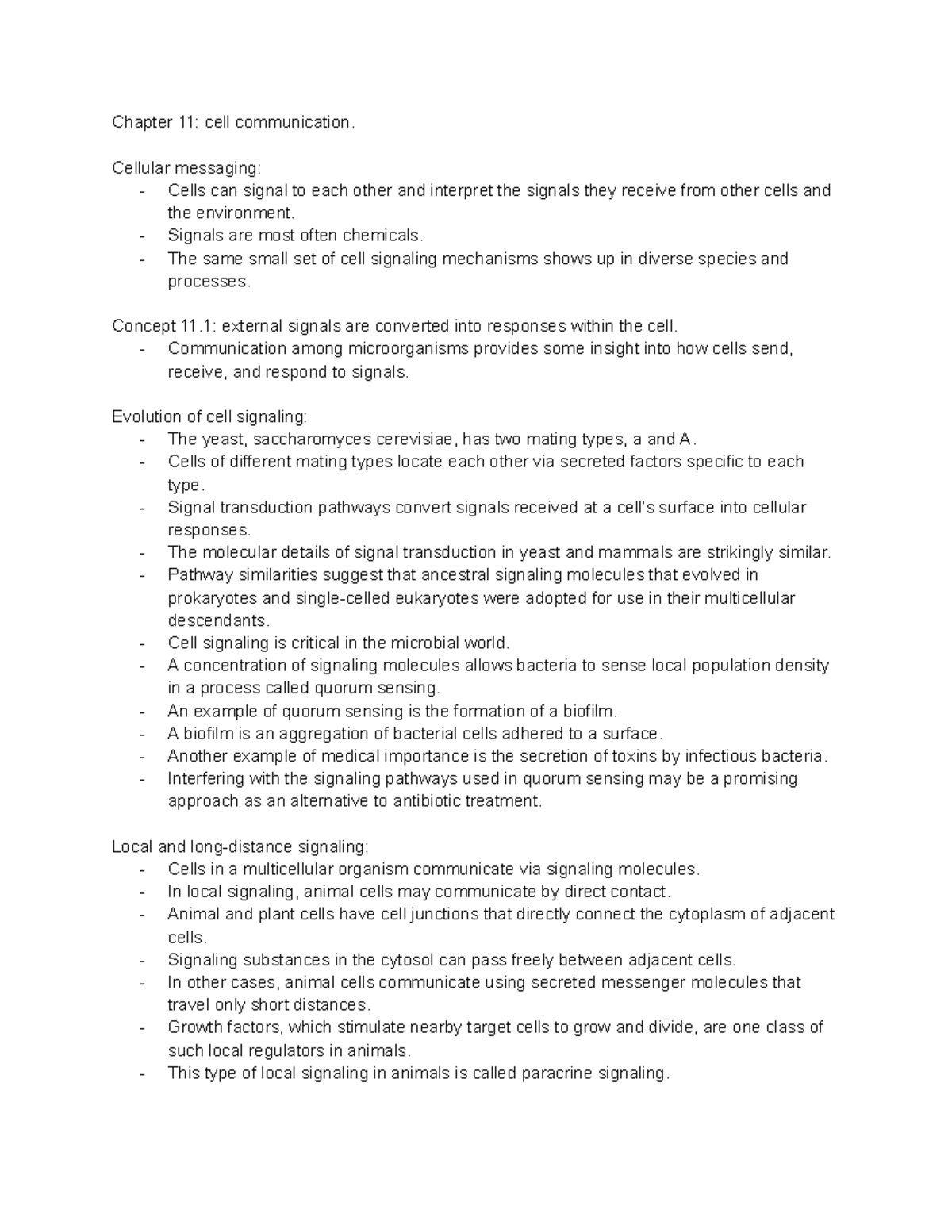 Chapter 11 BIO lec - cell communication, such as cellular messaging ...