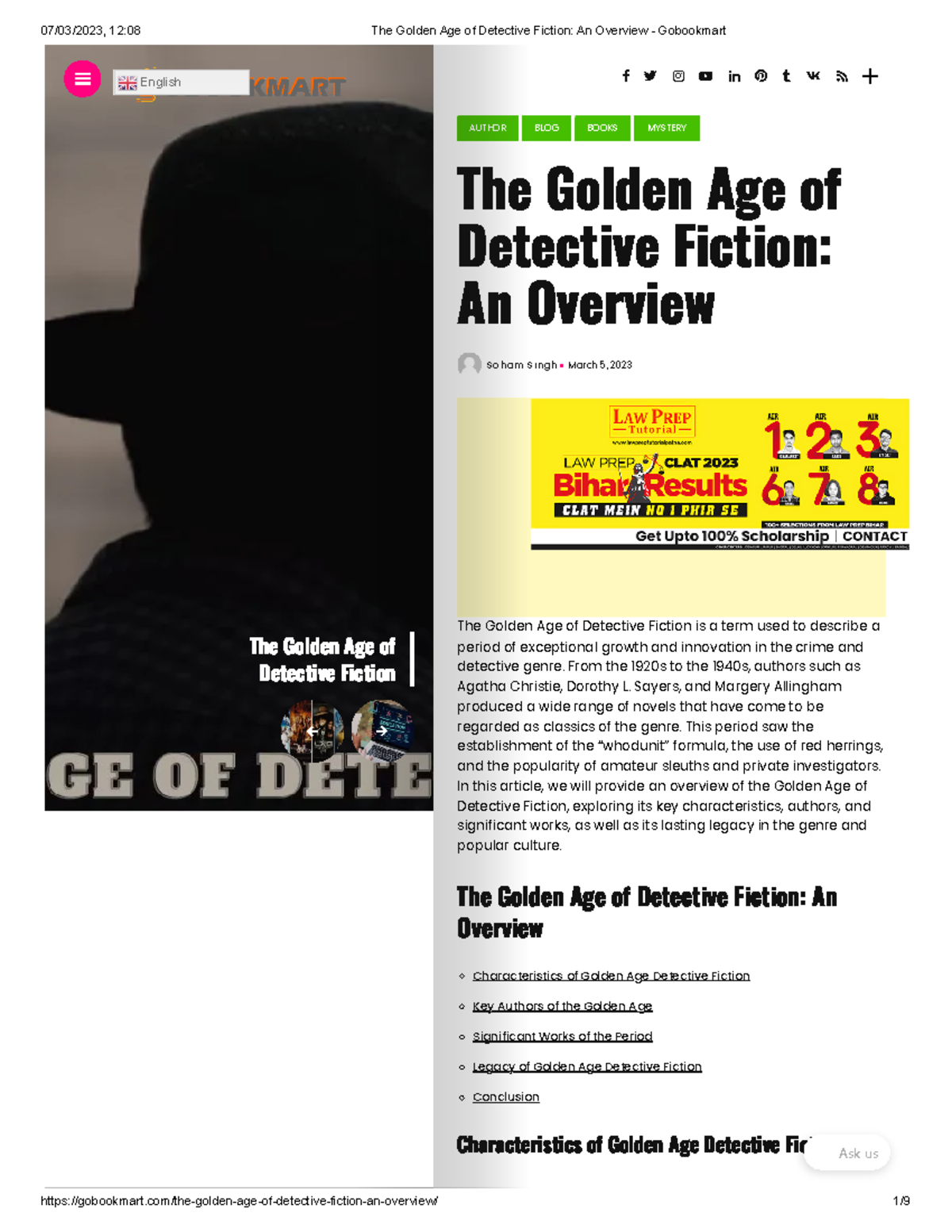 The Golden Age of Detective Fiction An Overview - Gobookmart - The ...