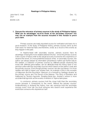 Readings in Philippine History Unit 2 Lesson 4 - Readings in Philippine ...