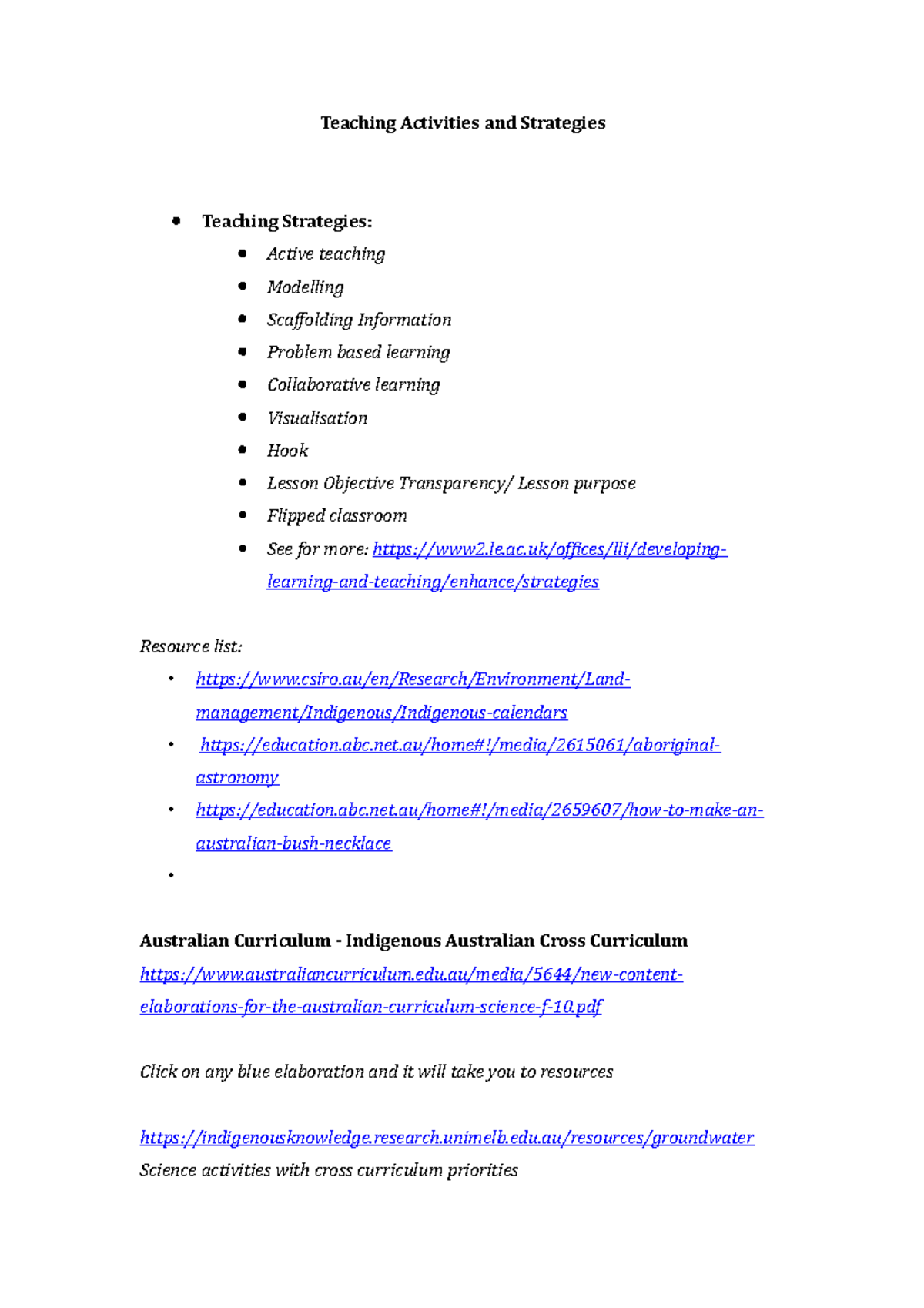 Educational Teaching Activities copy - Teaching Activities and ...