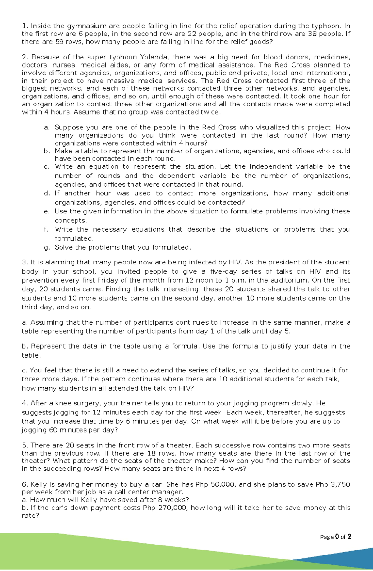 Sample Problems Arithmetic Sequence 1 Inside The Gymnasium Are People Falling In Line For The