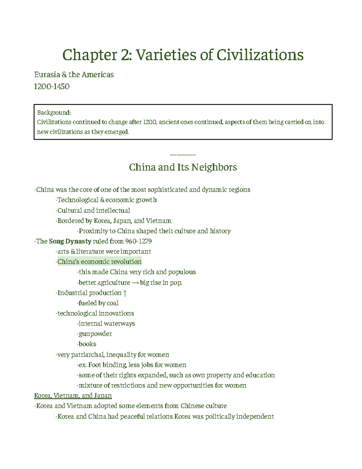 APWH Notes Unit 1 - Chapter 2: Varieties of Civilizations Eurasia & the ...