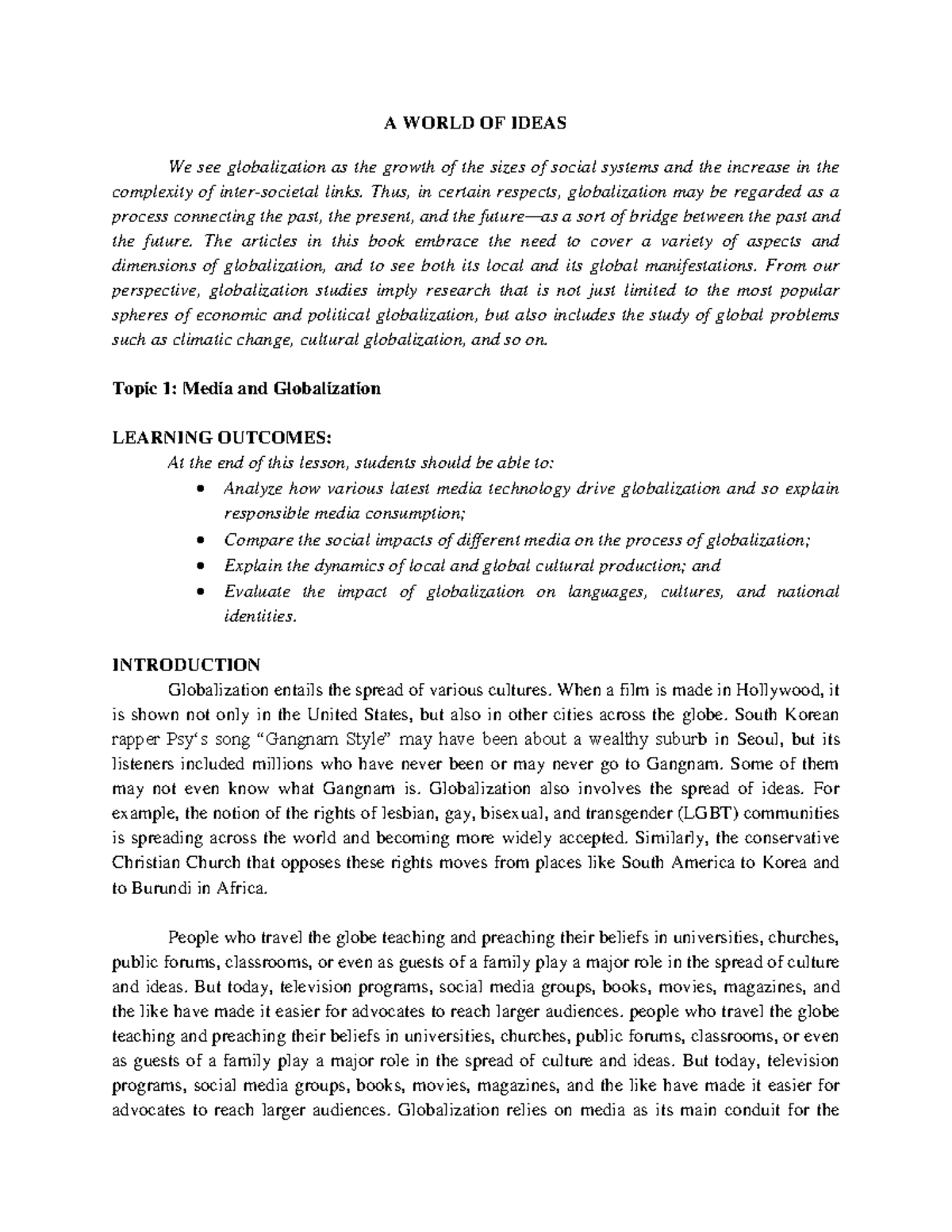 Media-and-Globalization - A WORLD OF IDEAS We see globalization as the ...