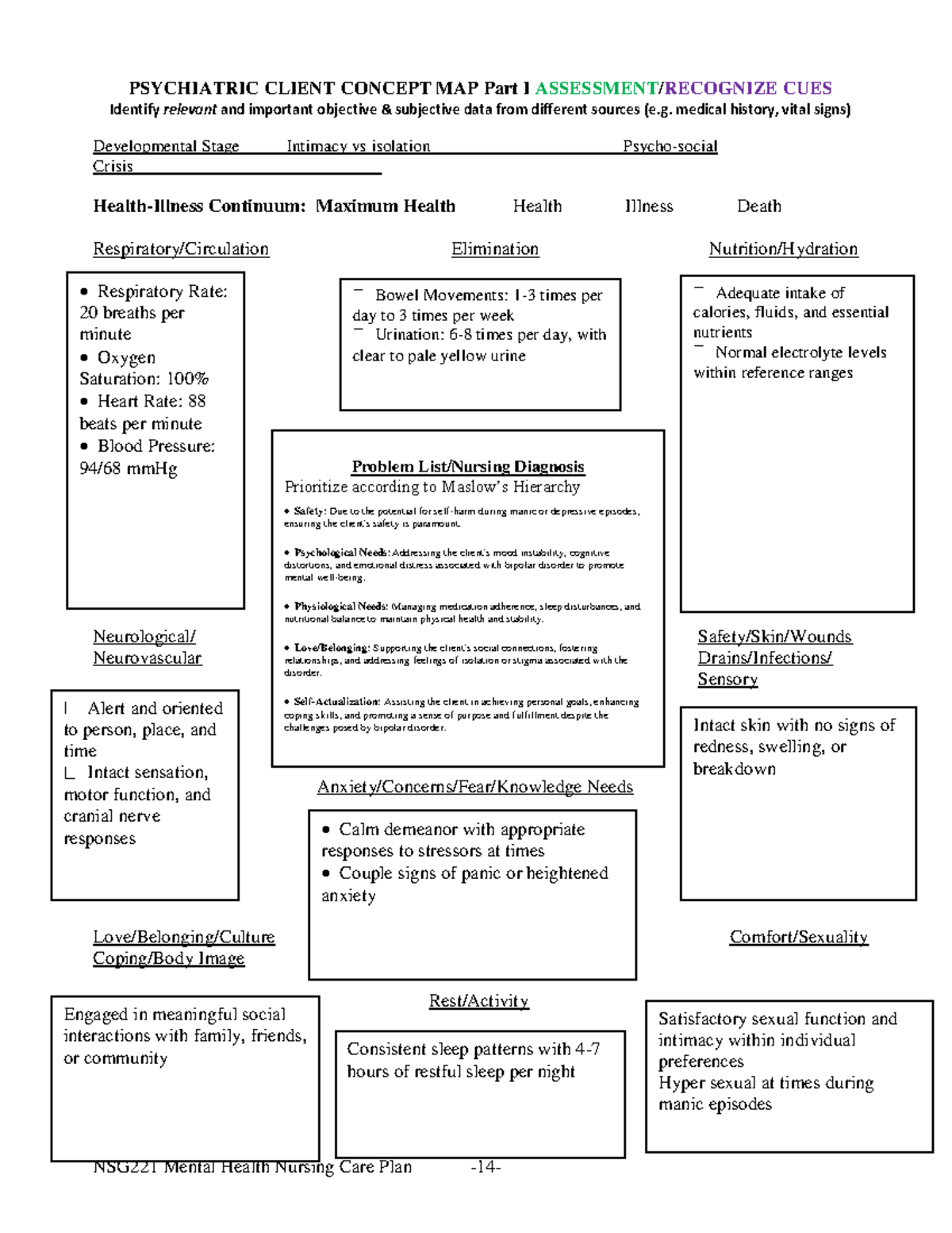 NSG221 Mental Health Concept Map 2nd Patient-14-20 - NSG221 Mental ...