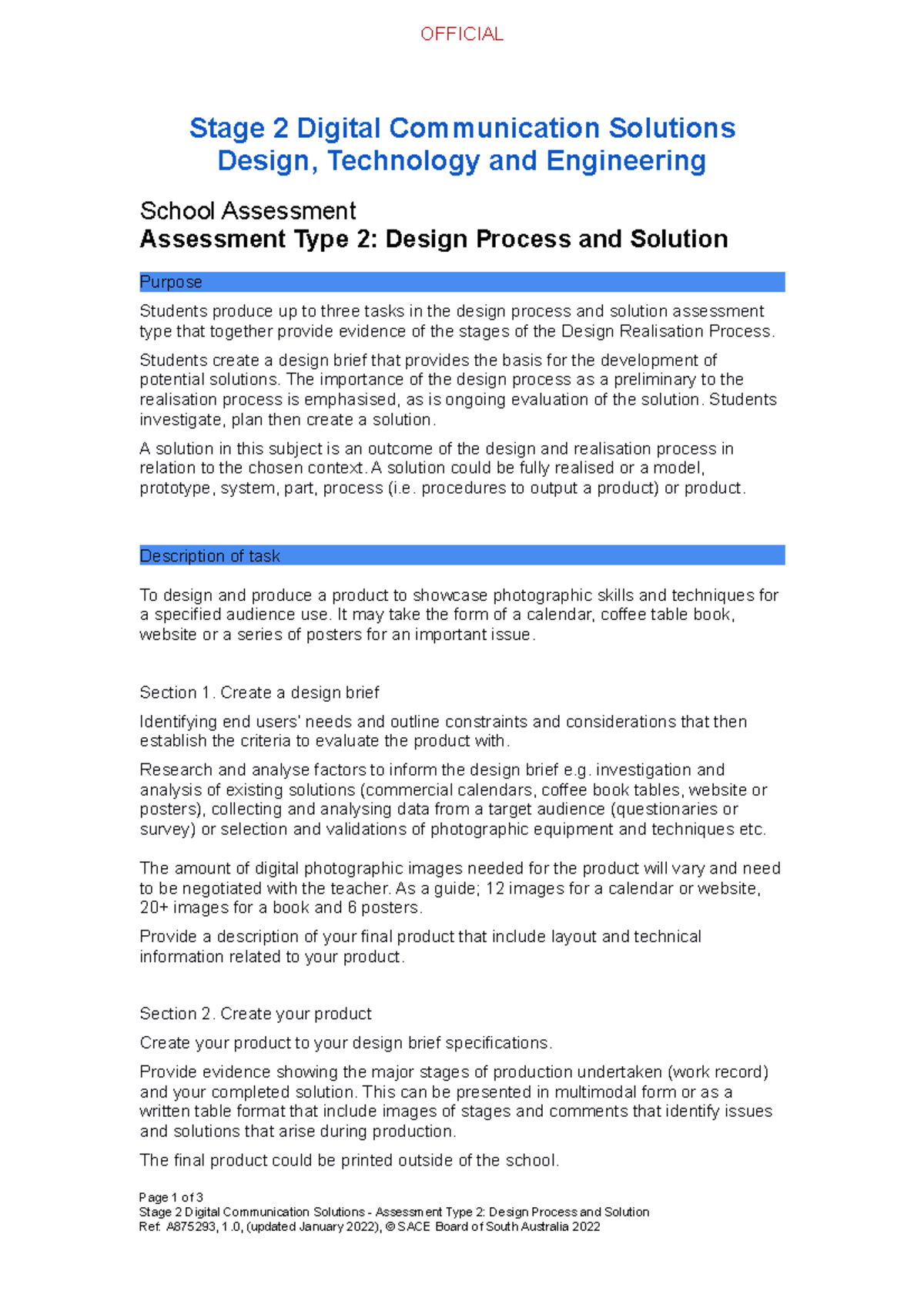 Design Process and Solution - Task 2 (aligns with LAP-01) - Stage 2 Digital Communication ...