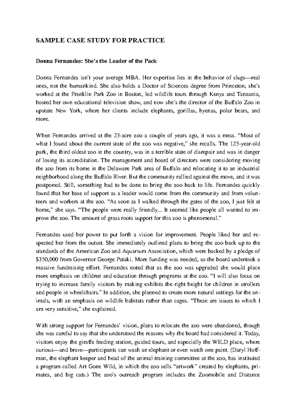 Sample CASE Study FOR Practice - SAMPLE CASE STUDY FOR PRACTICE Donna ...