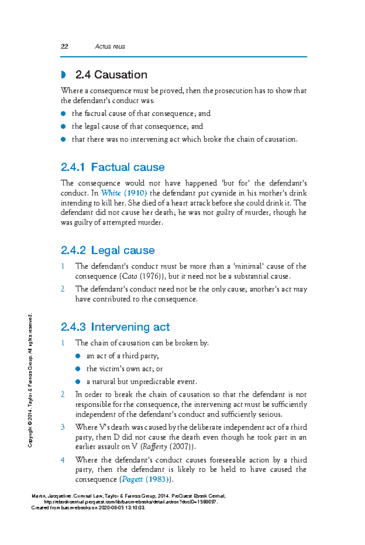 Criminal Law causation - 22 Actus reus 2 Causation Where a consequence ...