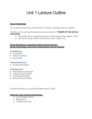 Unit 3 Lecture Notes - Social Psychology – Ch 3 Notes Conformity ...