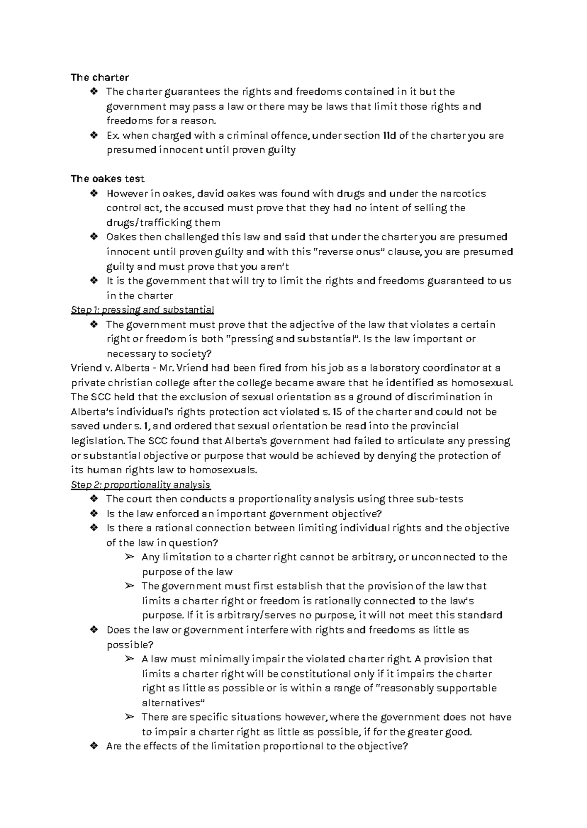 CLU3M - ch 2 - notes - The charter The charter guarantees the rights ...