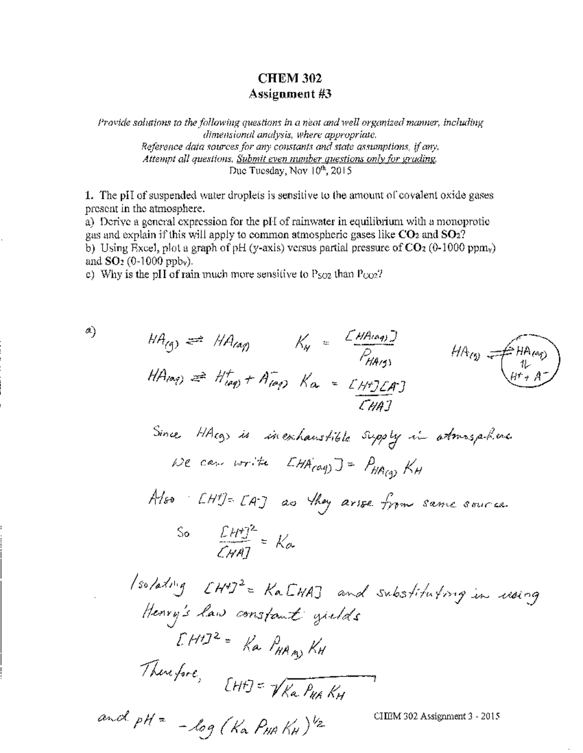 Chem 302 Assign 3 2015 Scanned Solutions Chem302 Studocu