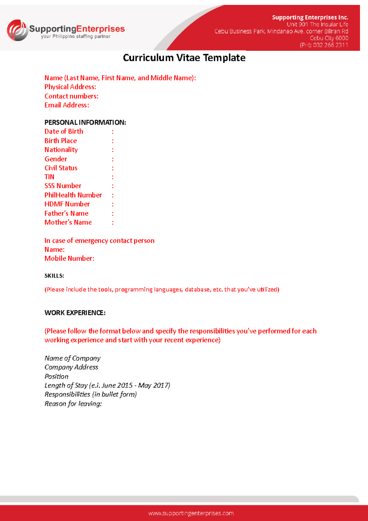 CV Template - asdasdasdas - Curriculum Vitae Template Name (Last Name ...