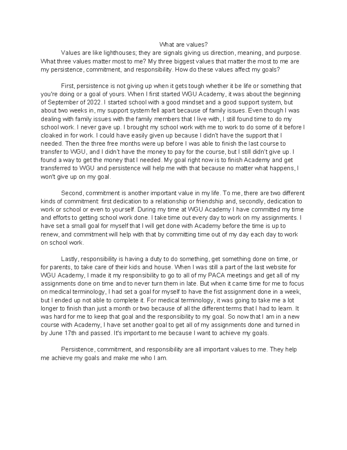 Expressive Writing - What are values? Values are like lighthouses; they ...