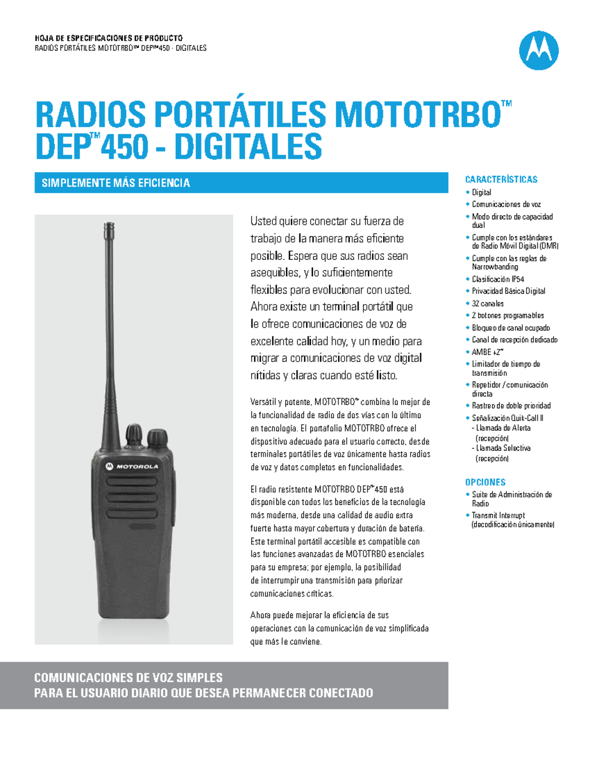 Mot mtrbo dep450 product specsheet es digital - RADIOS PORTÁTILES ...