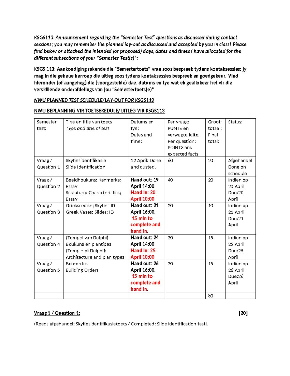 NWU Semester TEST Question 2 and PRO Forma FOR Efundi - KSGS113 ...