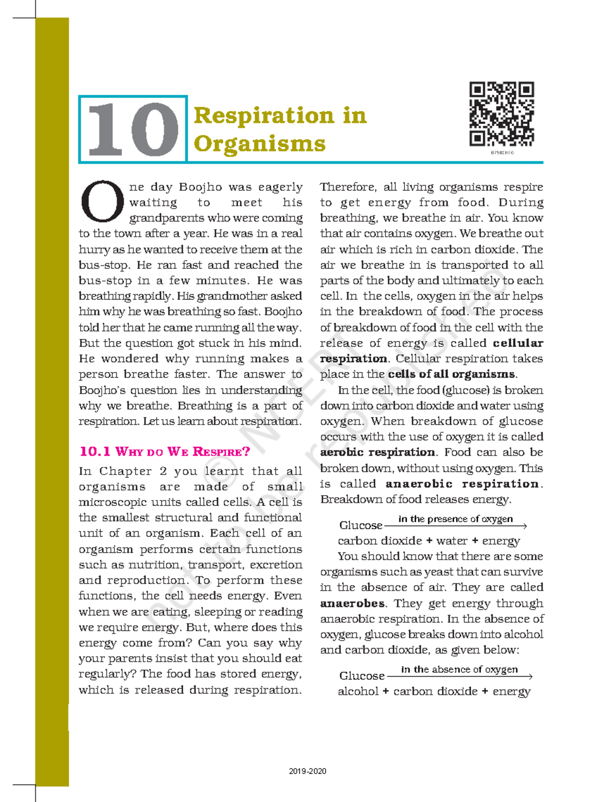 CBSE Class 7 Ncert Science Book Respiration in Organisms chapter 10 ...