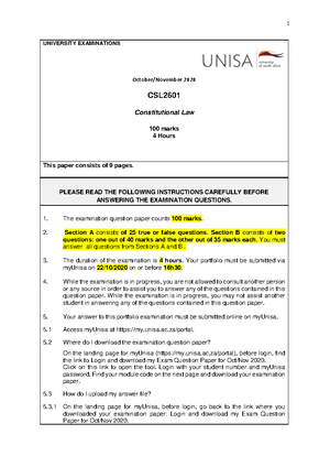 CSL2601 exam paper May June 2020 - UNIVERSITY EXAMINATIONS May/June ...