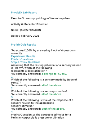 General Physio EX 3 Activity 7 The Action Potential Threshold - PhysioEx Lab Report Exercise 3 ...