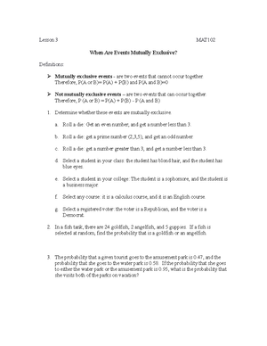 102 lesson 11 - Notes. - MAT 102 - Studocu