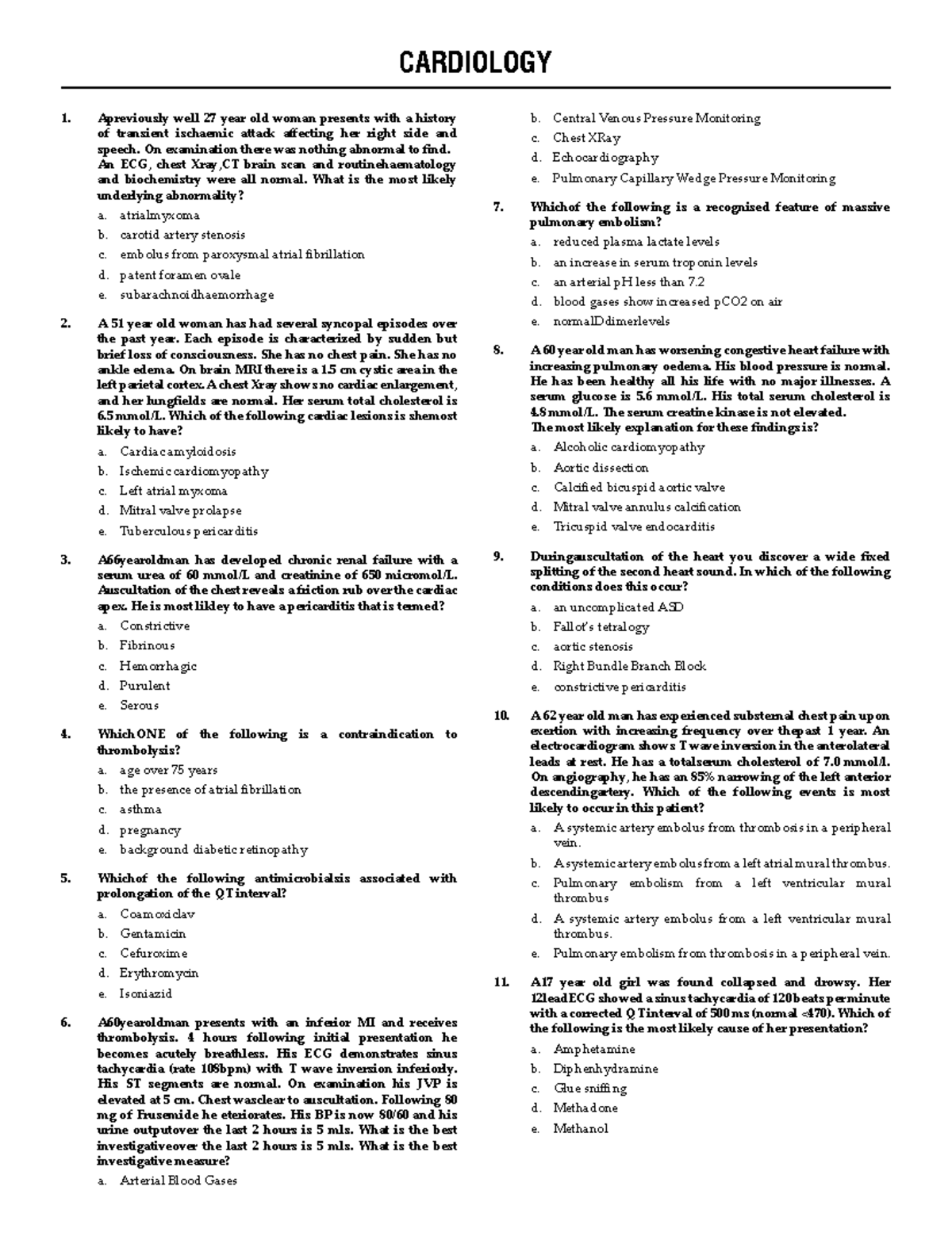 02 cardiology - fsdfdsfsdff - CARDIOLOGY Apreviously well 27 year old ...