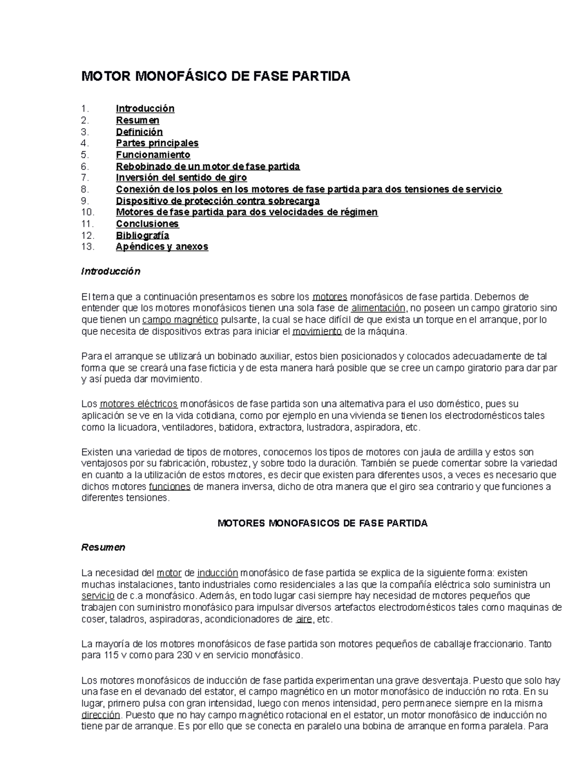 Motor Monofasico DE FASE Partida - MOTOR MONOFÁSICO DE FASE PARTIDA 1 ...