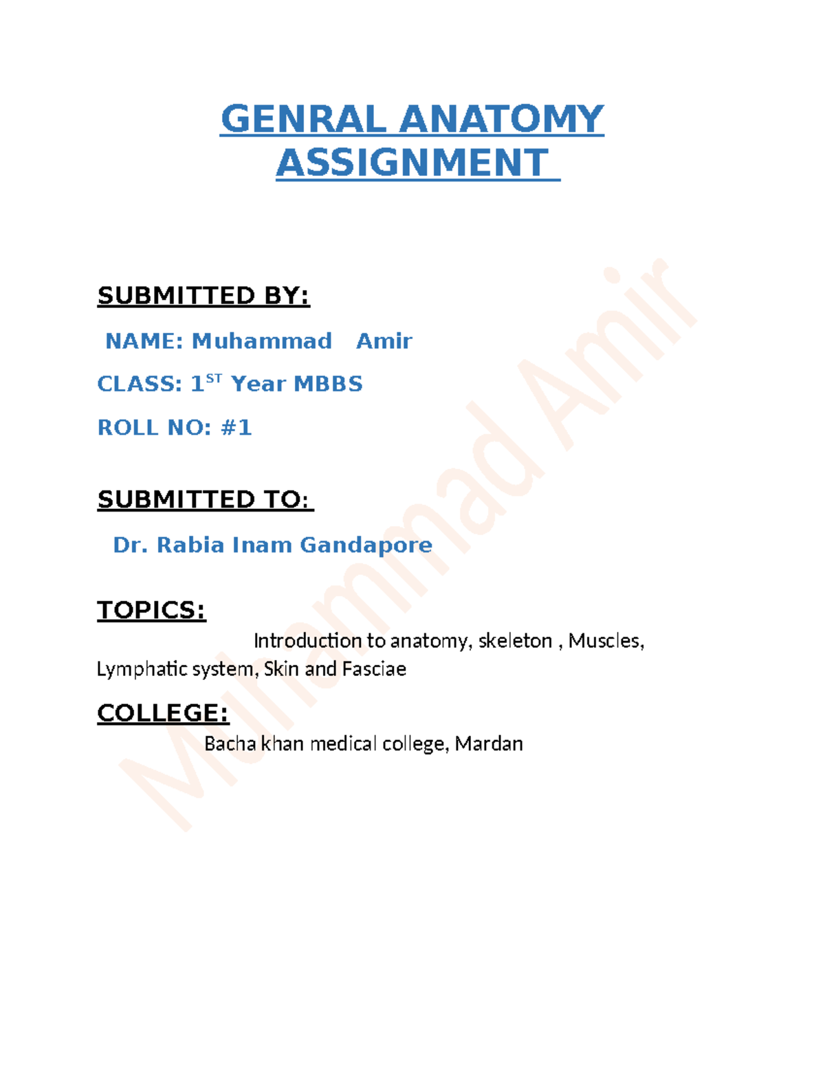 Genral Anatomy Assignment 5 - GENRAL ANATOMY ASSIGNMENT SUBMITTED BY ...