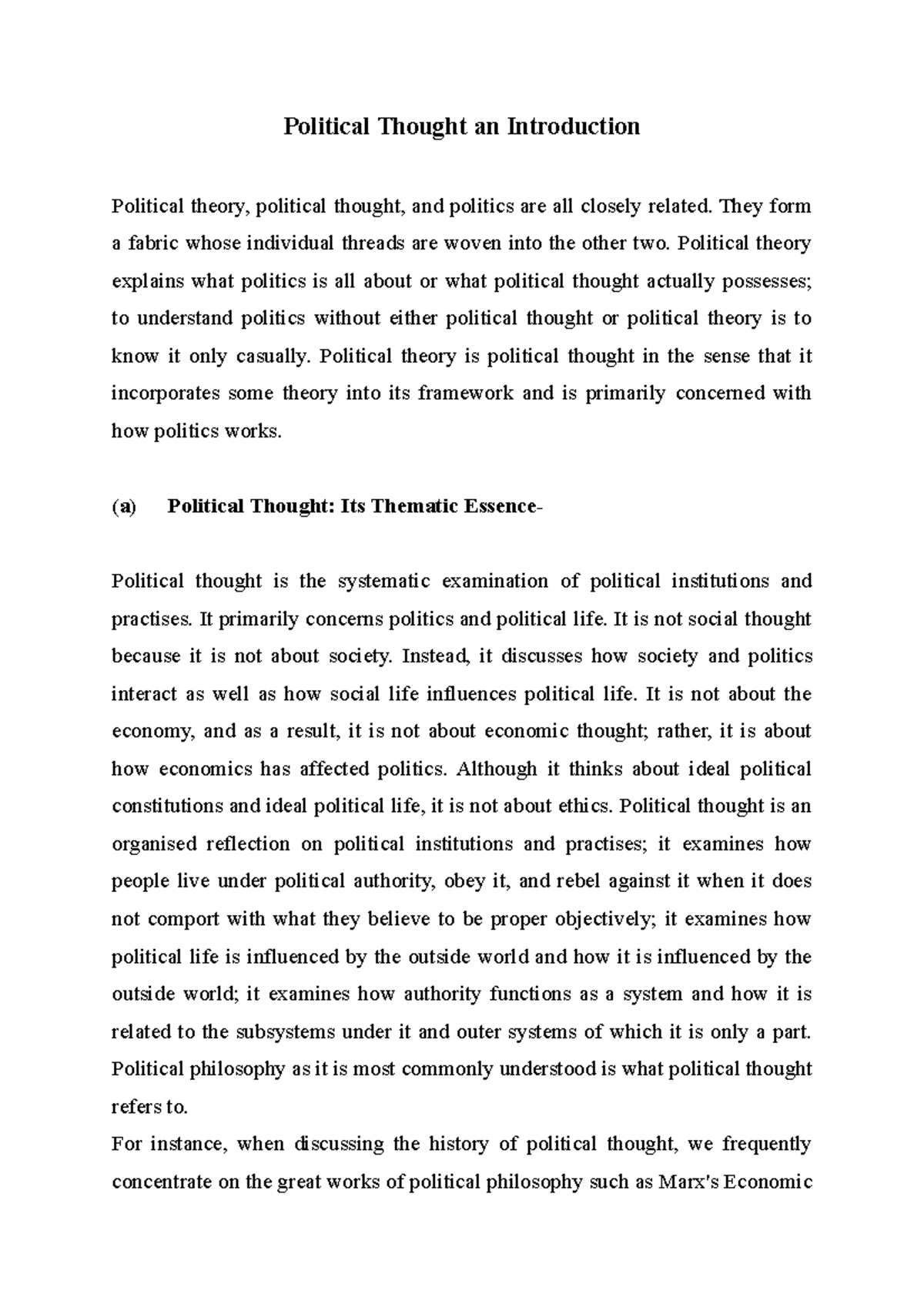 Political Thought an Introduction - Political Thought an Introduction ...