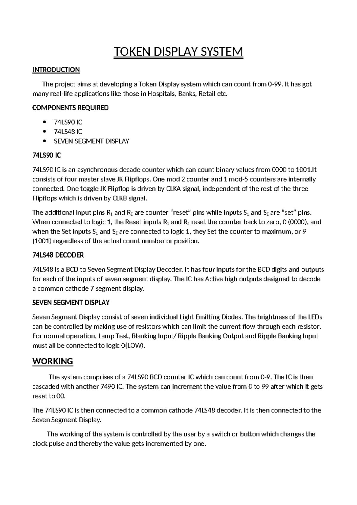 Token Display System - Project Report - TOKEN DISPLAY SYSTEM ...