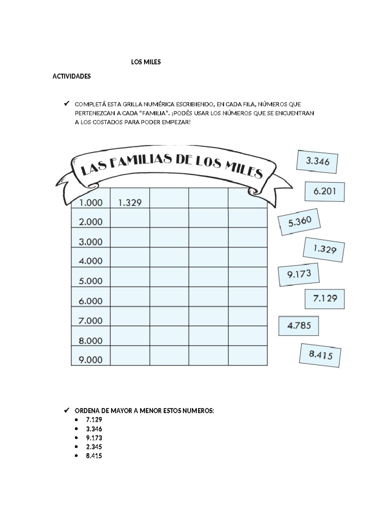 Matematicas- MAYO - Secuencia - LOS MILES ACTIVIDADES COMPLETÁ ESTA ...