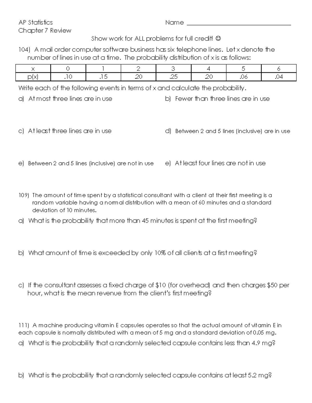 Review (book problems 104, 109, 111, 112, 115, 119-122, 123a, 124) - AP ...