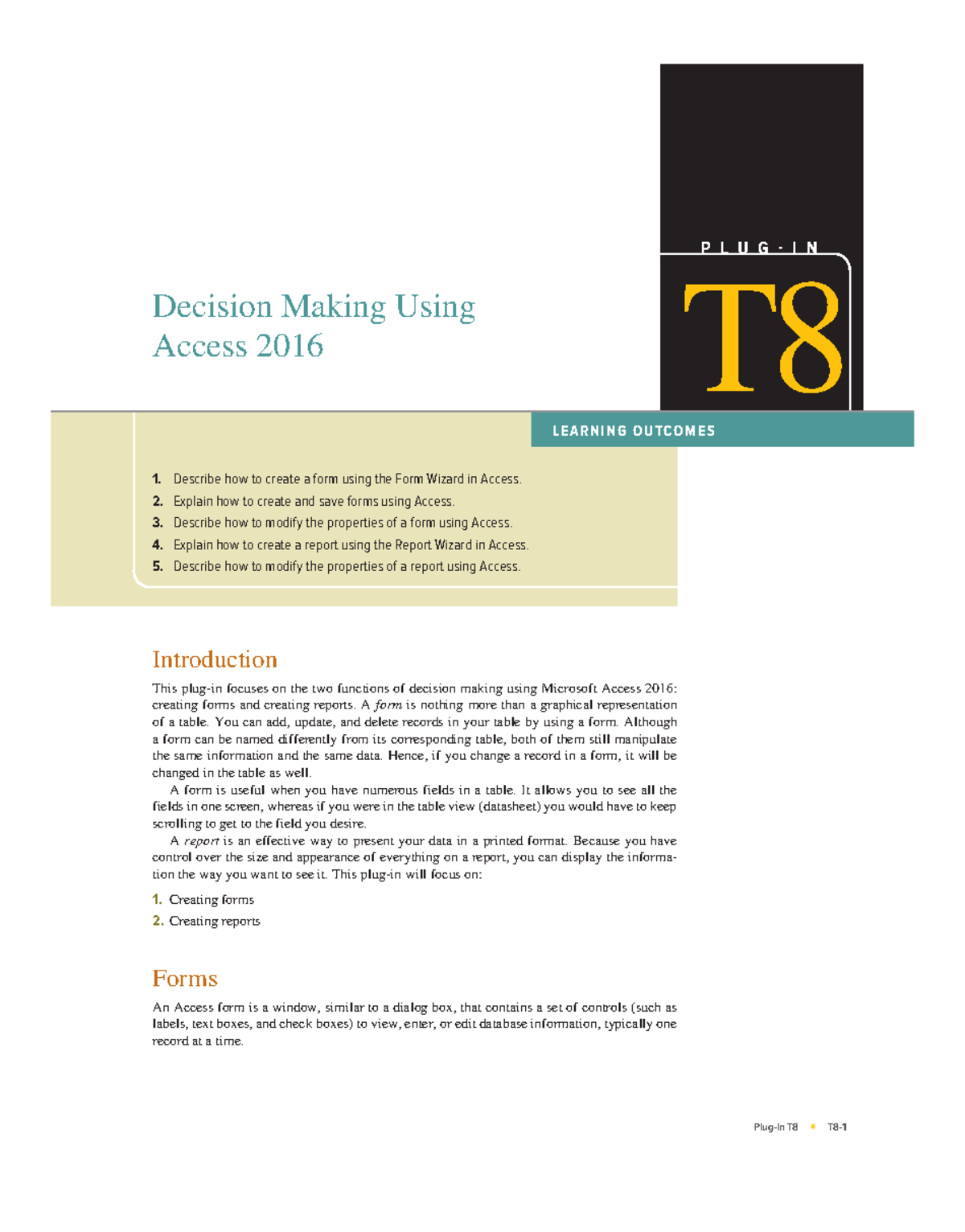 Tech Plug In T8 - Decision Making - Plug-In T8 * T8- Introduction This ...