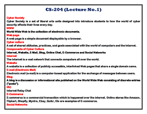 CS 204 - Cyber Law handouts ( topic 1 to 15 ) - World-Class Education at Your Doorstep B ...