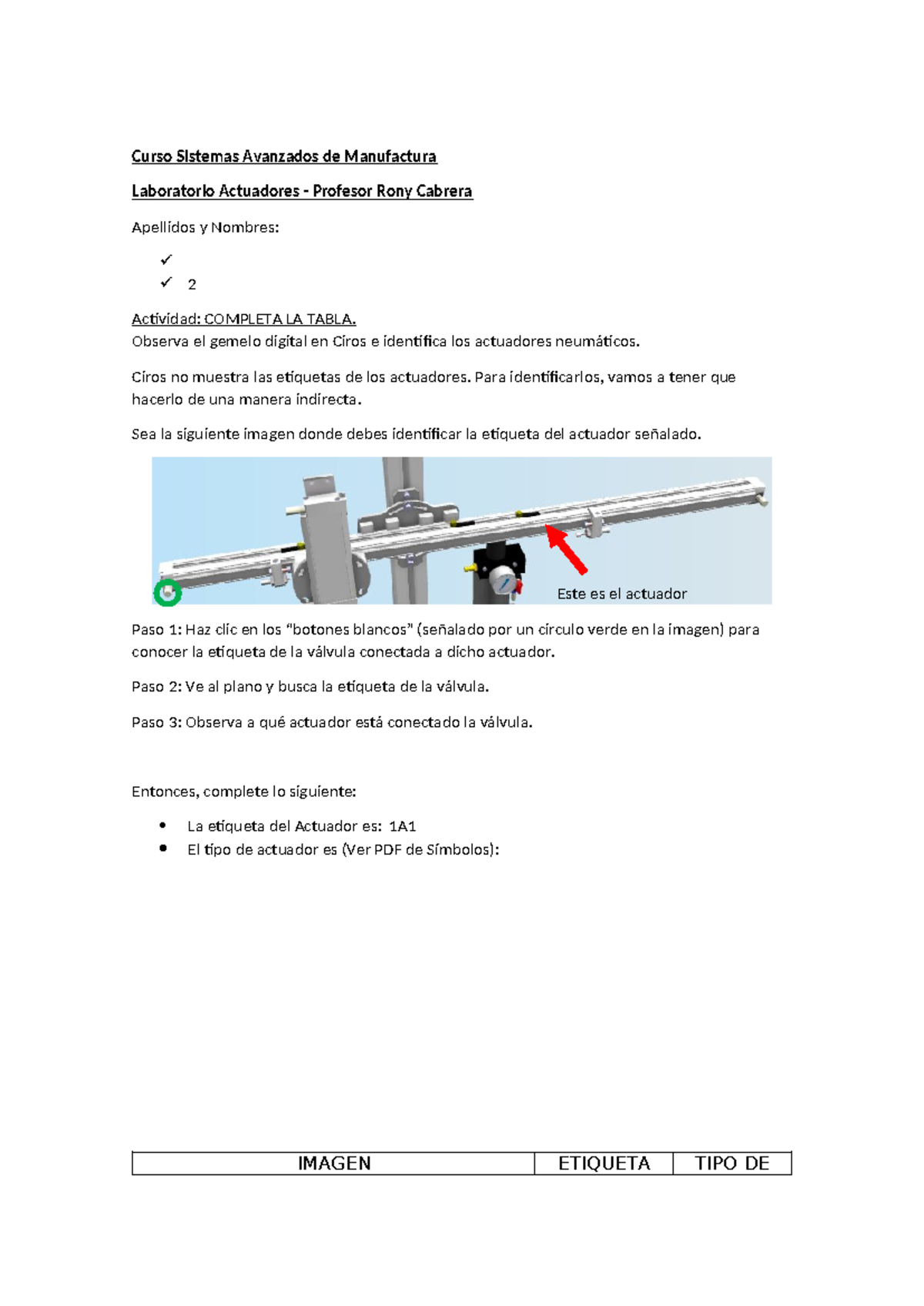 Identificación Actuadores MPS Handling - Curso Sistemas Avanzados de Manufactura Laboratorio ...