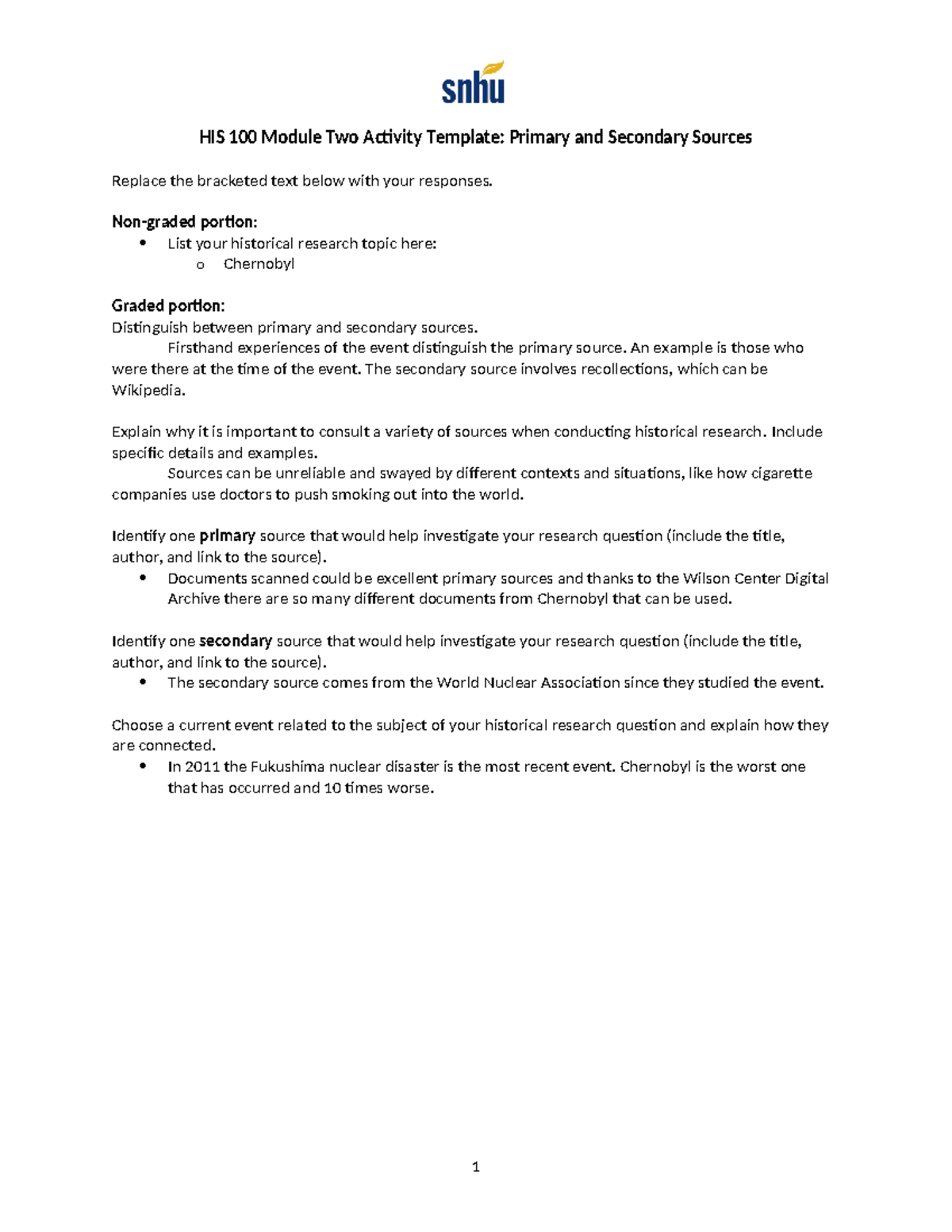 His 2-2 - his 2-2 - HIS 100 Module Two Activity Template: Primary and ...