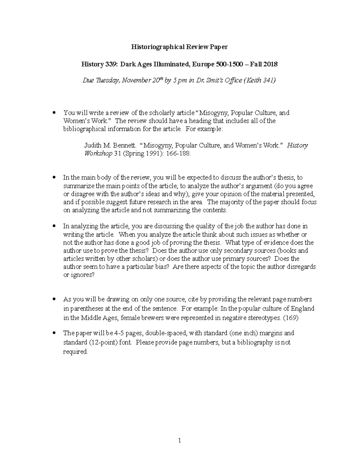 Hist 339 Historiographical Review Paper-Fall 2018 - Historiographical ...