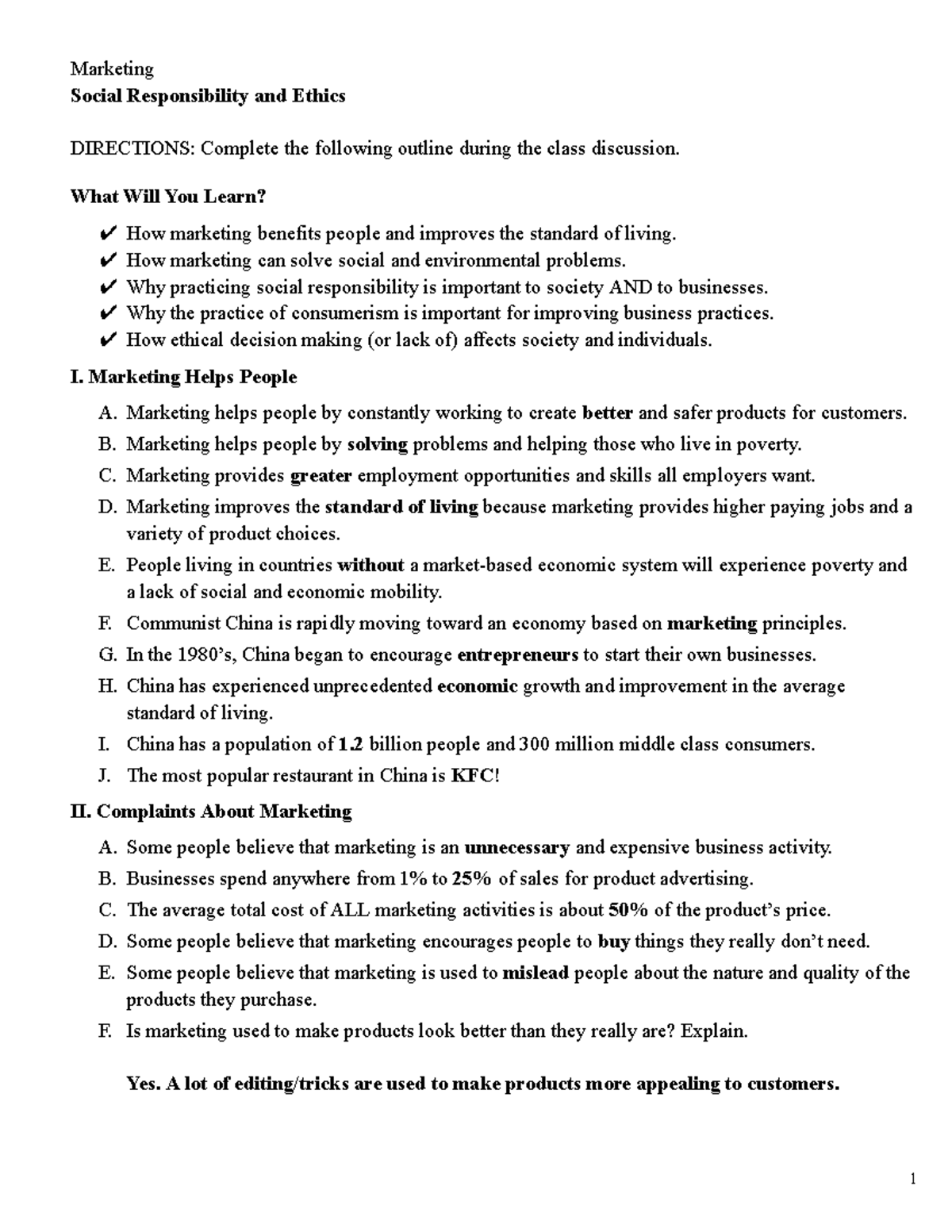 Business Social Responsibility Notes - Marketing Social Responsibility ...