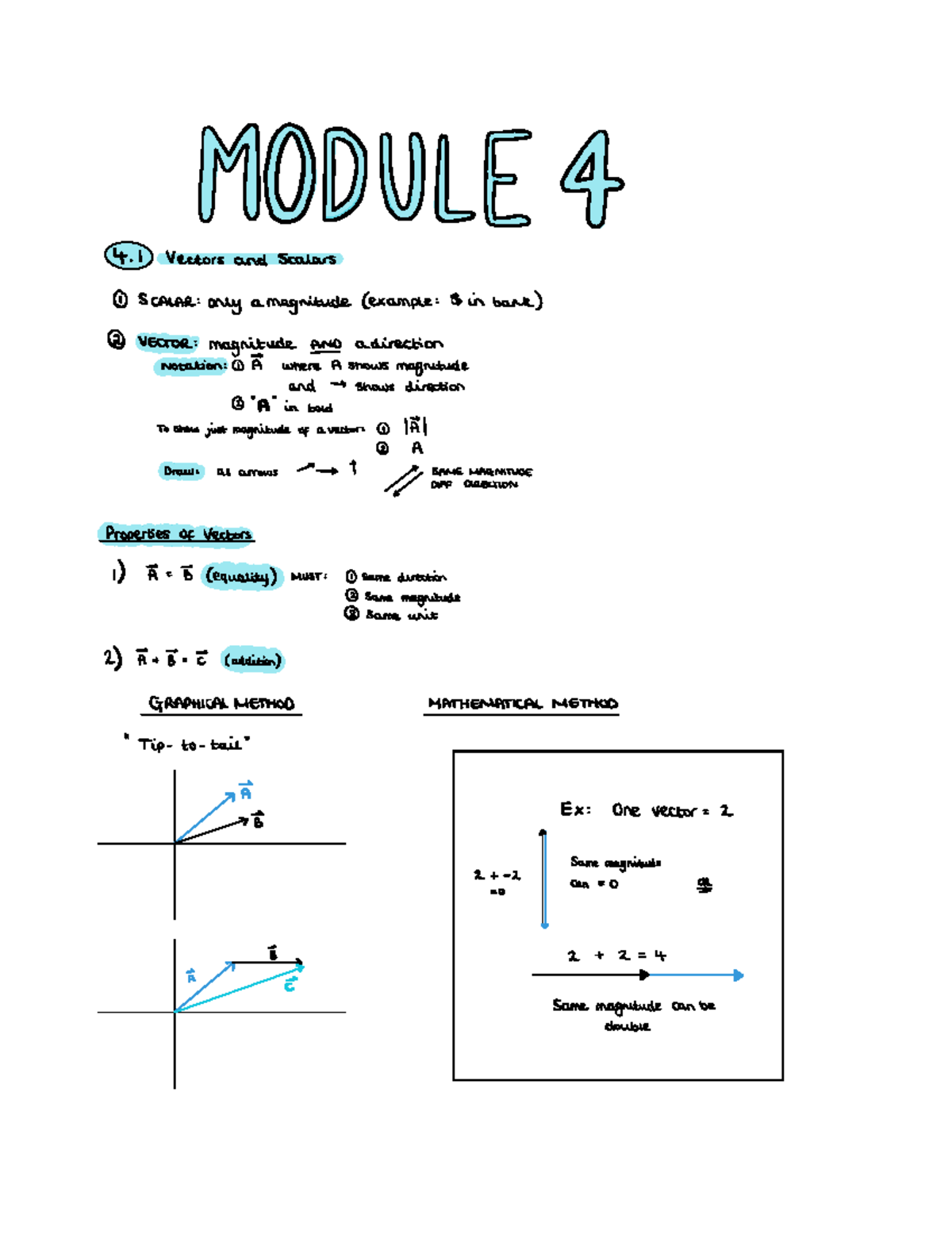 Module 4 Vectors and Scalars - MODULE 4 Vectors and Scalars I SCALAR ...