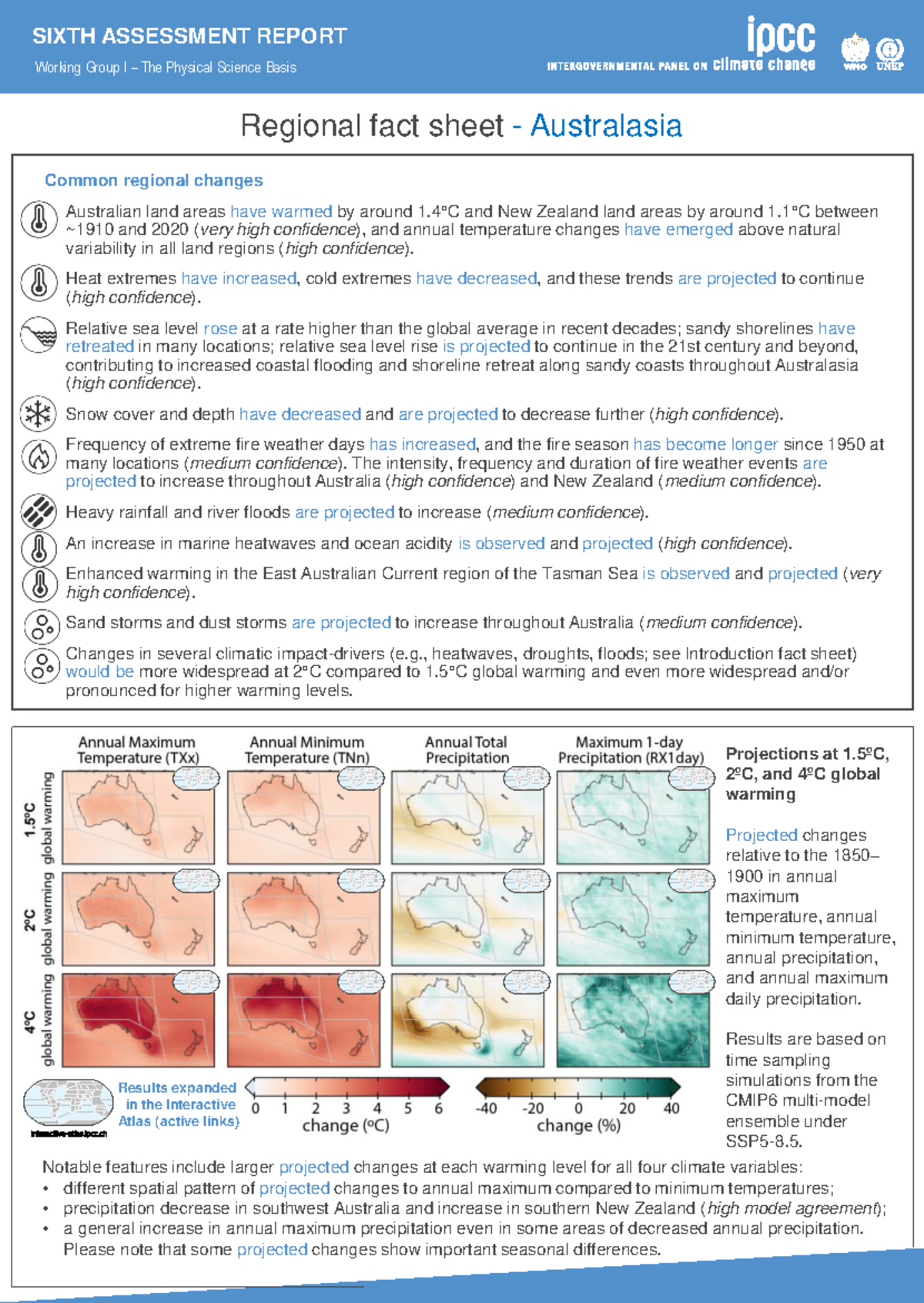 IPCC AR6 WGI Regional Fact Sheet Australasia - 023570 - Studocu