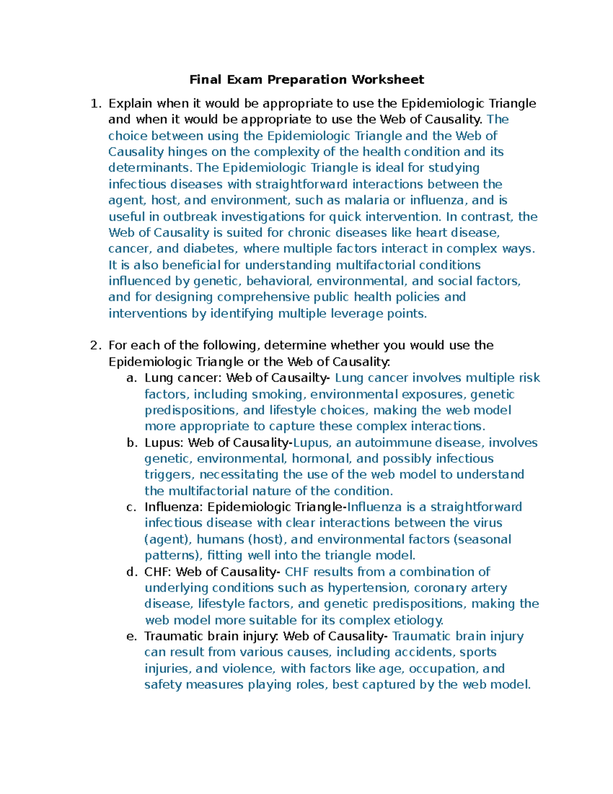 Final Exam Preparation Worksheet - Final Exam Preparation Worksheet ...