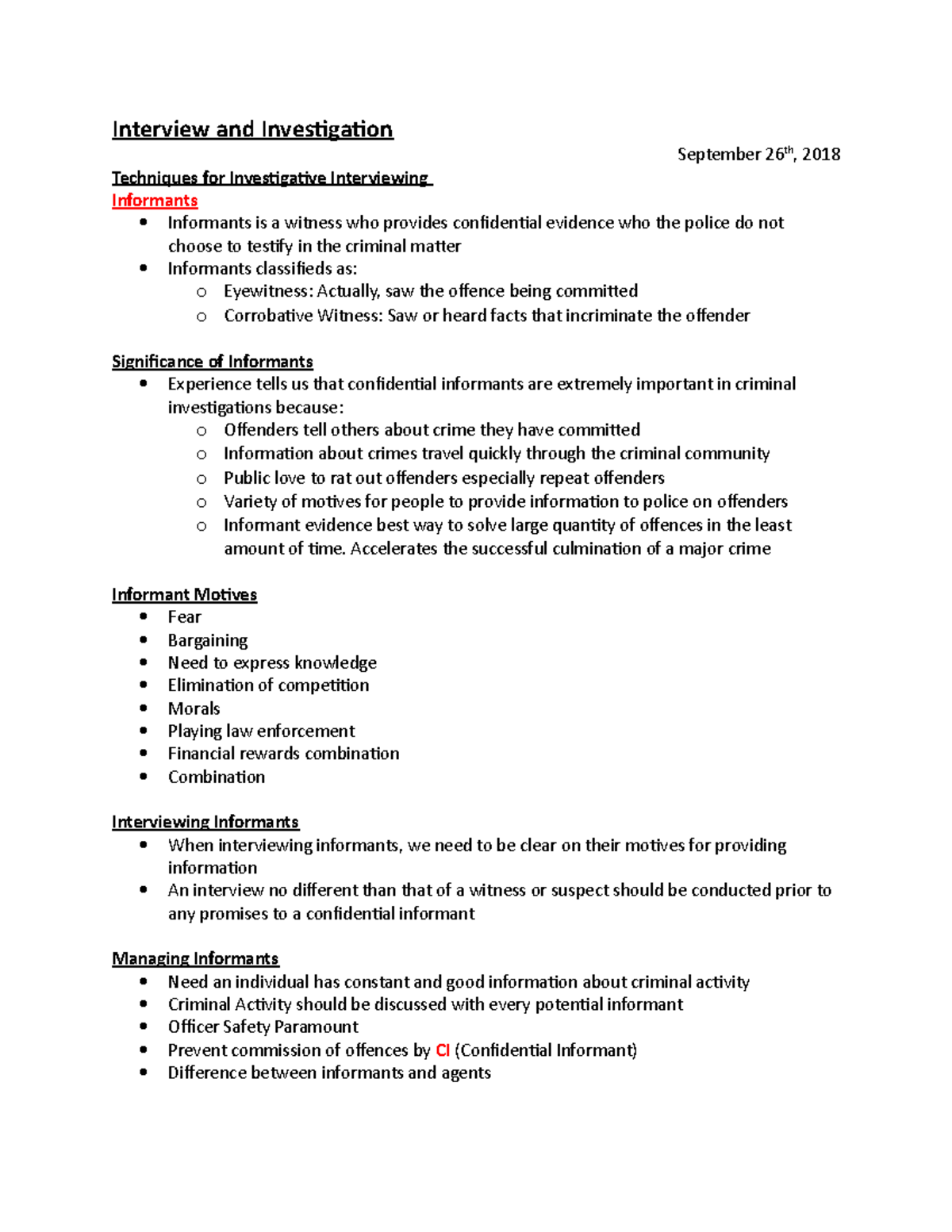 Interview and Investigation (Informants) - Interview and Investigation ...