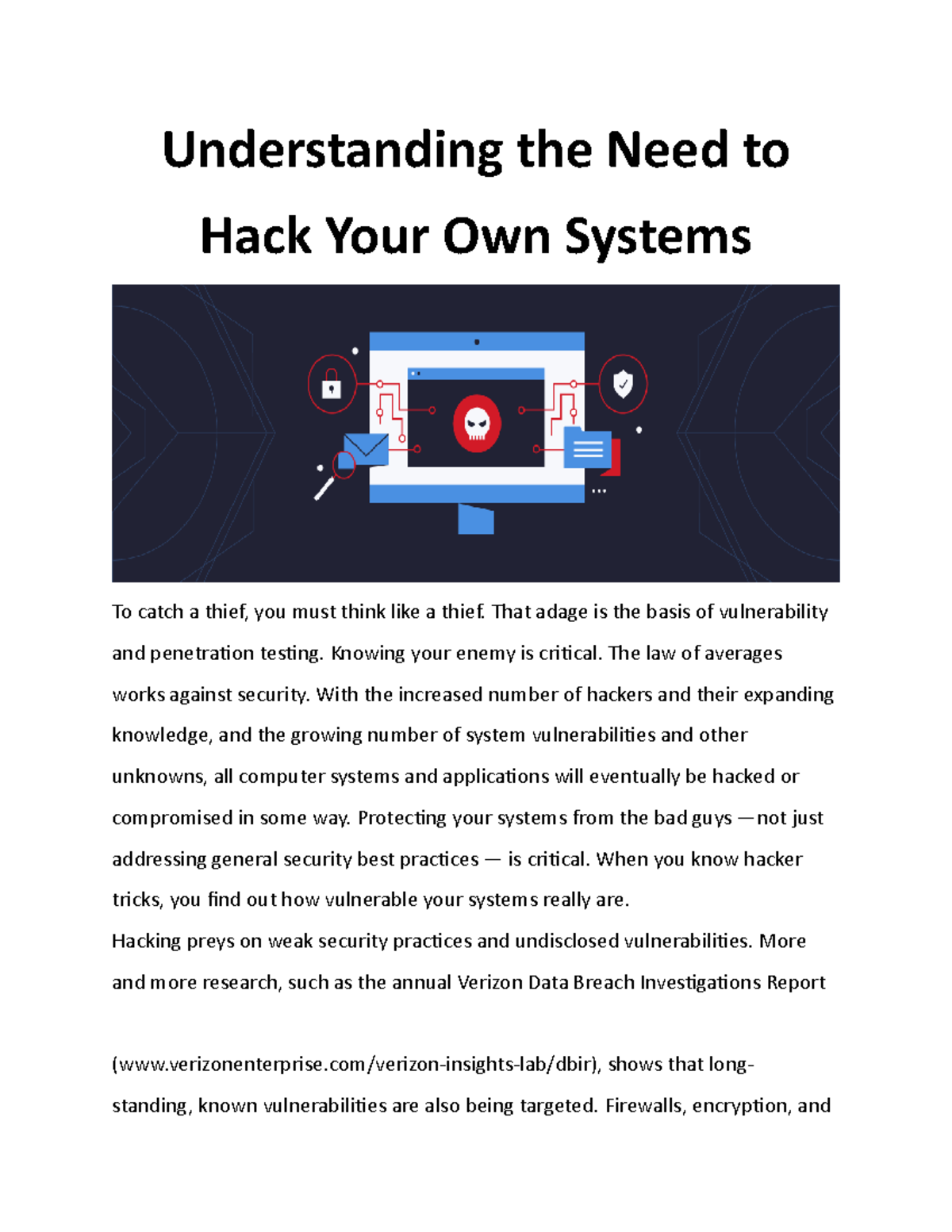 Understanding the Need to hack your own systems - Understanding the Need to Hack Your Own ...