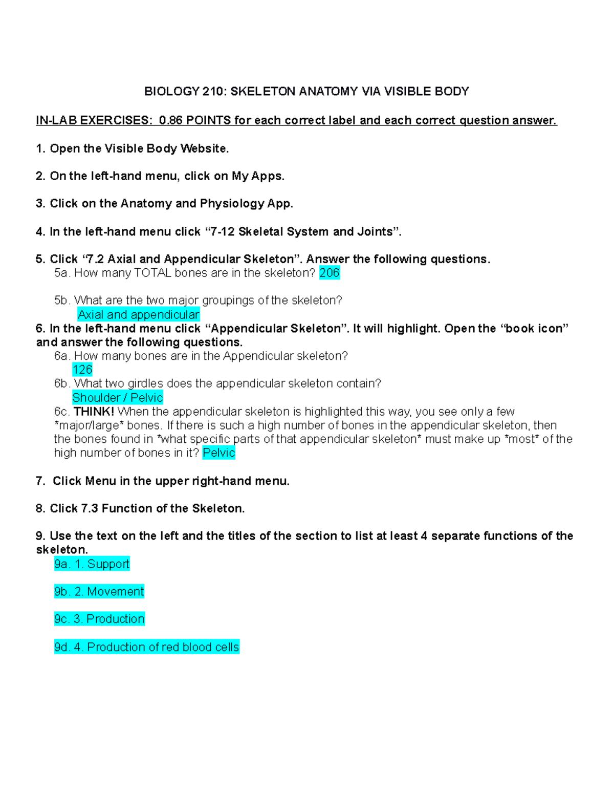 Biology 210: Skeleton Anatomy Quiz - Studocu