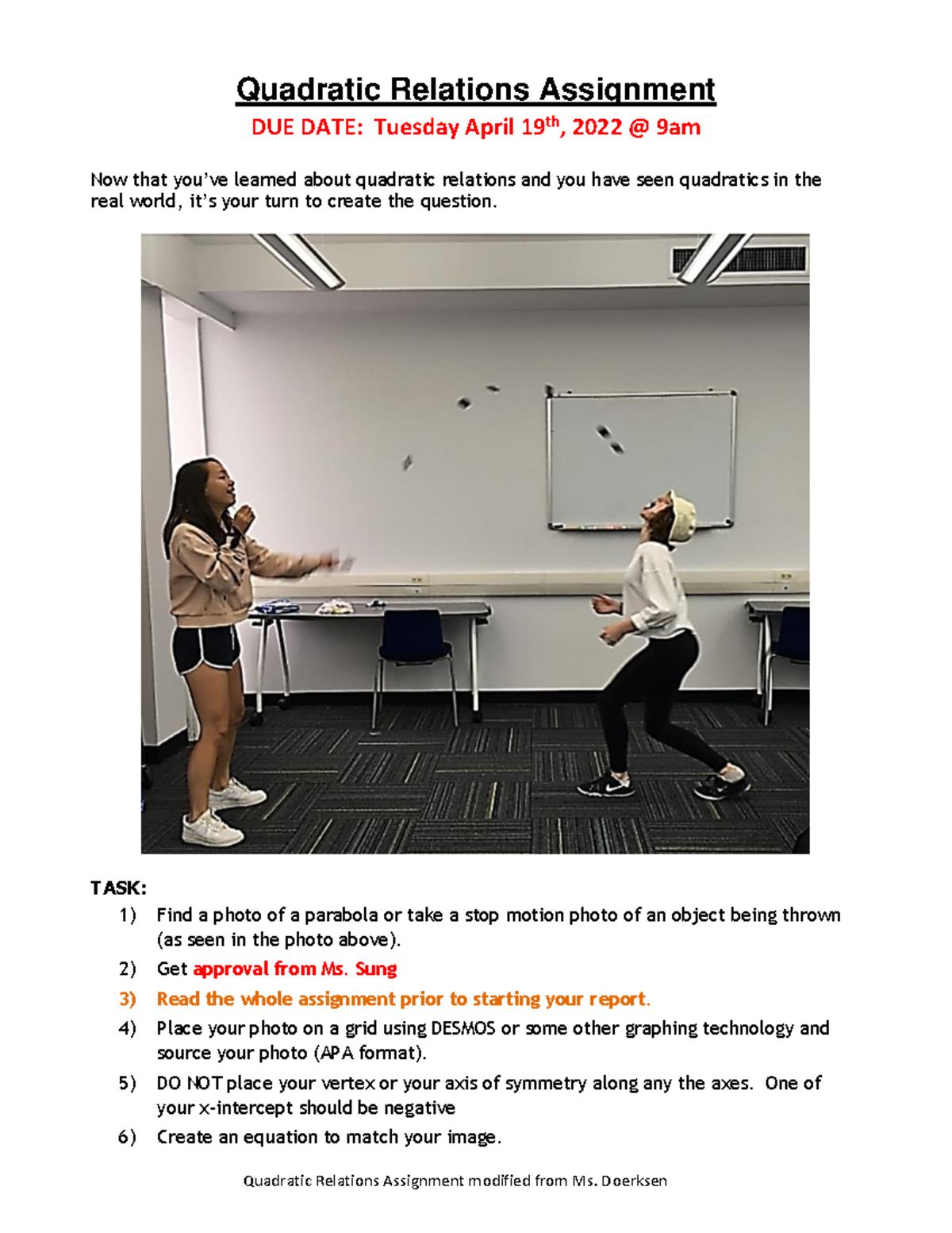 9 - Quadratics III Unit Assignment - Quadratic Relations Assignment ...