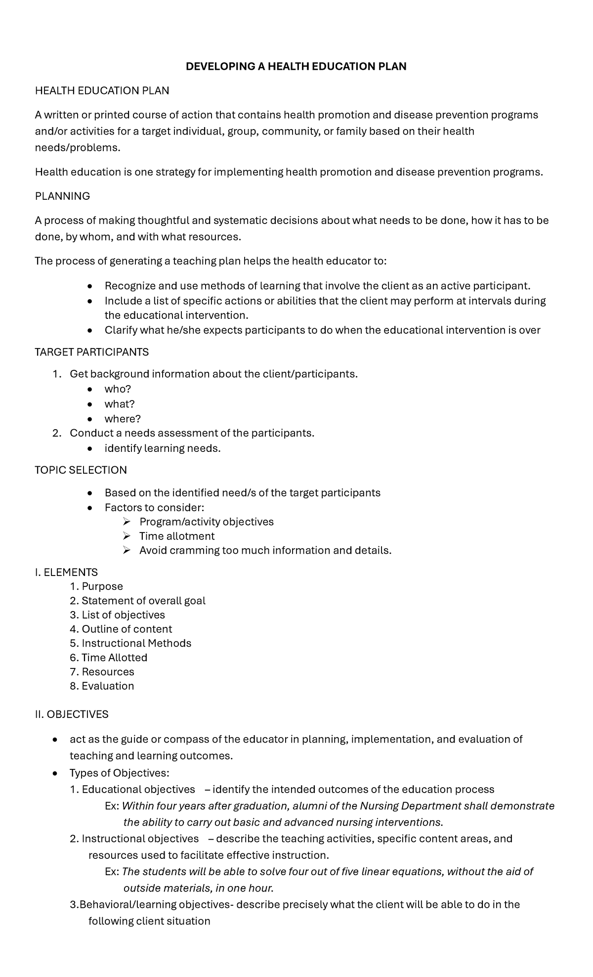 Health Education Developing A Health Education PLAN - DEVELOPING A ...