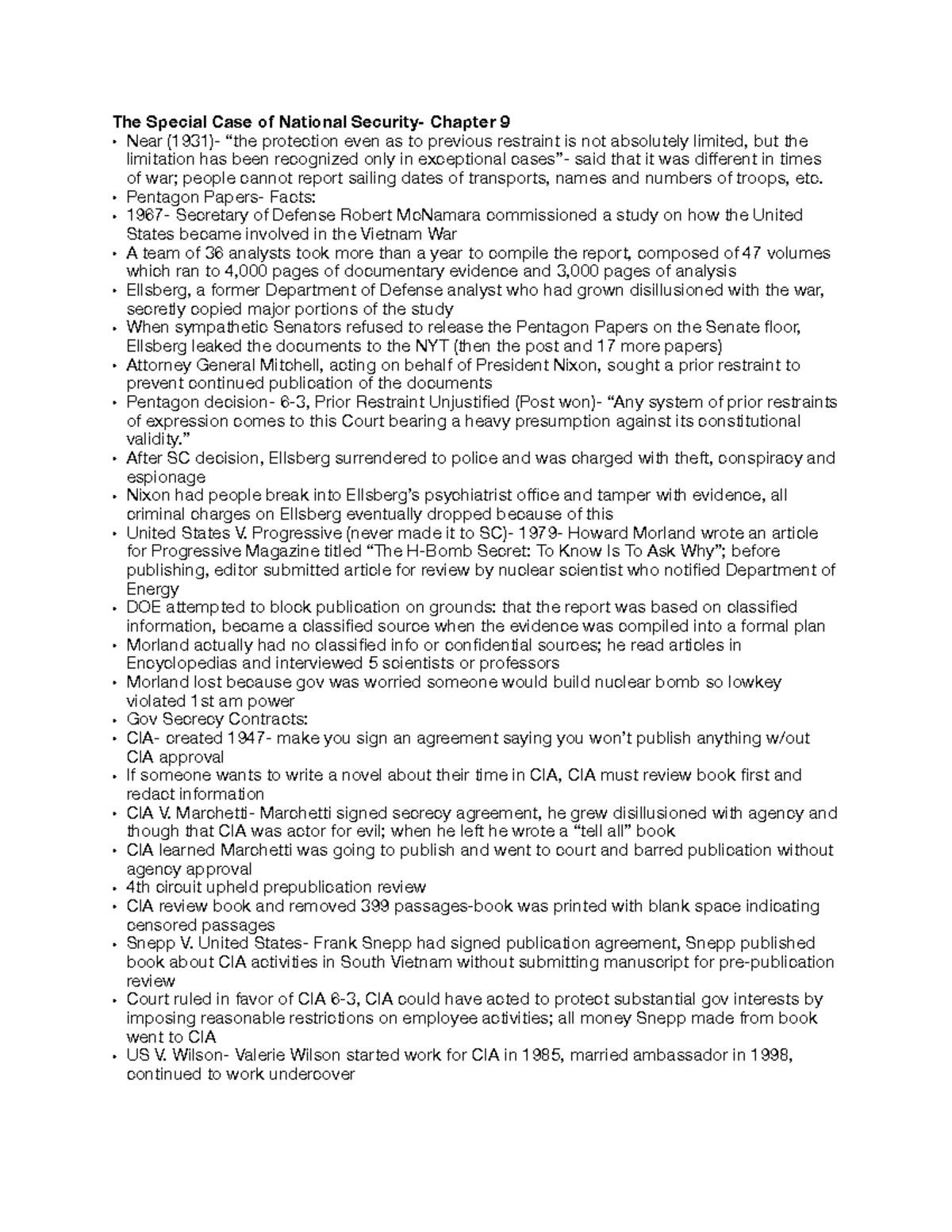 1:27 Class Notes - The Special Case of National Security- Chapter 9 ...