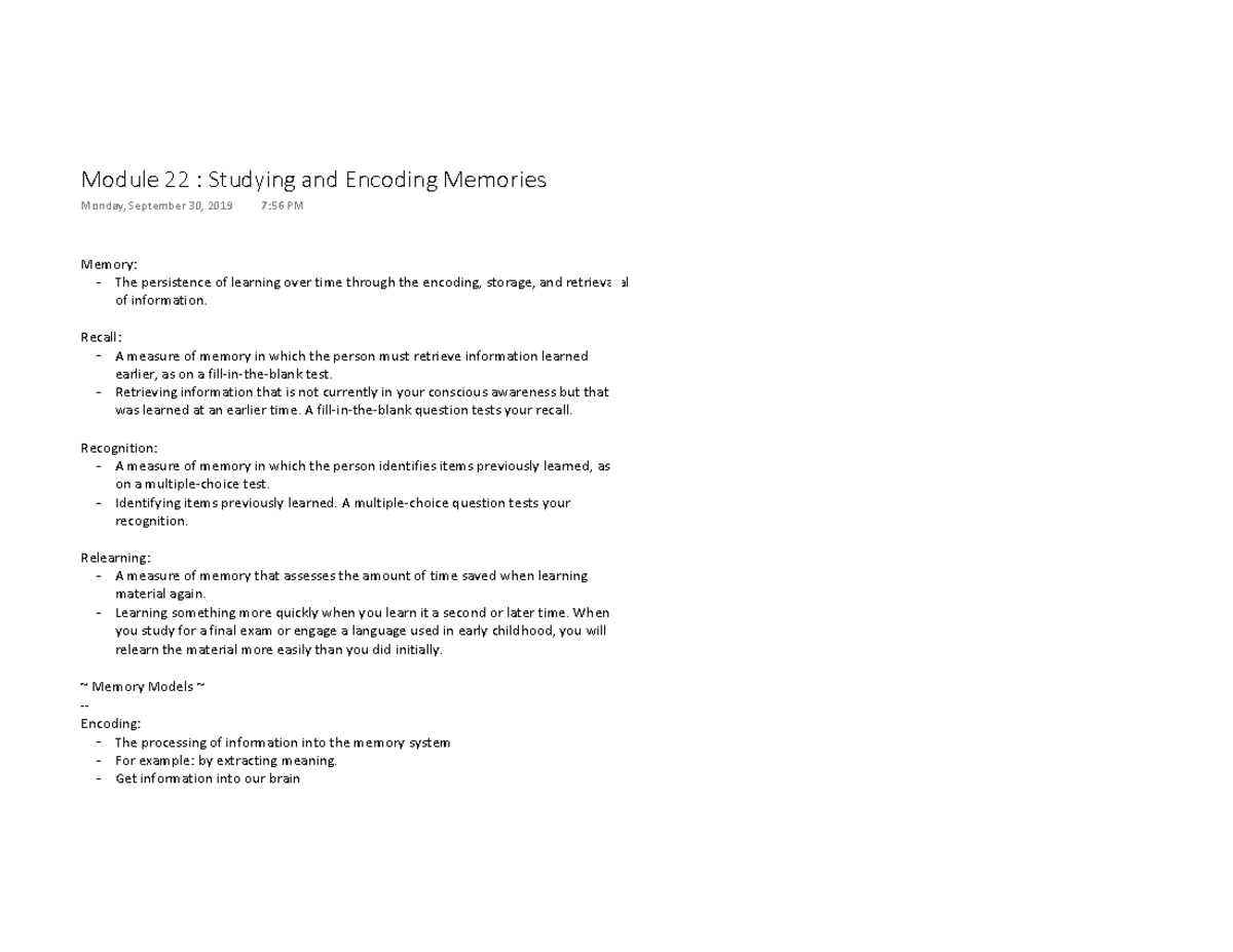 Module 22 - Kristy Huntley - Introduction to Psychology : PSYC 1111 ...