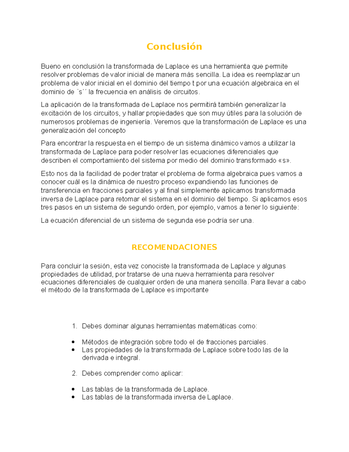 Conclusión y recomendaciones de mate ensayo - Conclusión Bueno en ...