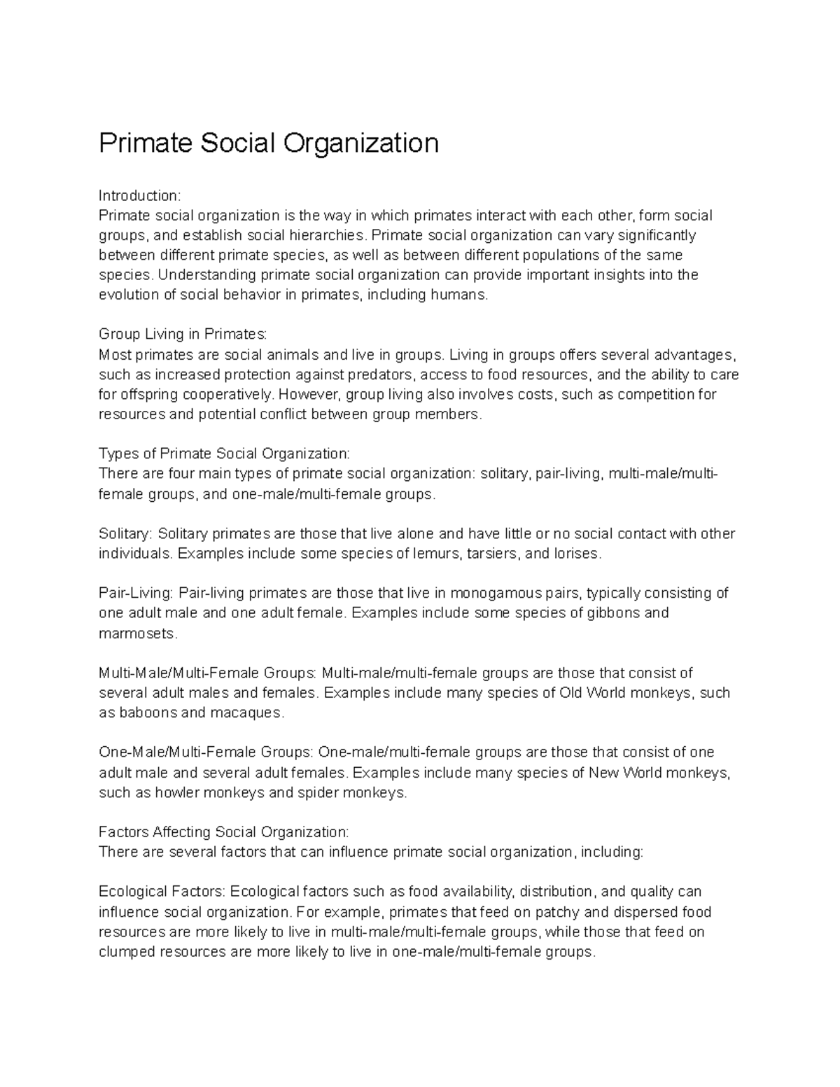 Introduction to Physical Anthropology (ANT-1010) Lecture 80 - Primate ...